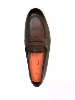 Santoni Calf Leather Penny Loafers
