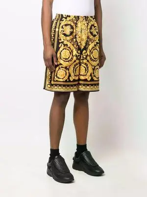 Versace Barocco Print Silk Shorts - Black