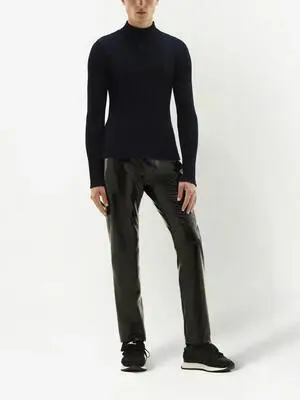 COURREGES Rib-knit Mock-neck Jumper - Blue