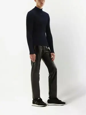 COURREGES Rib-knit Mock-neck Jumper - Blue