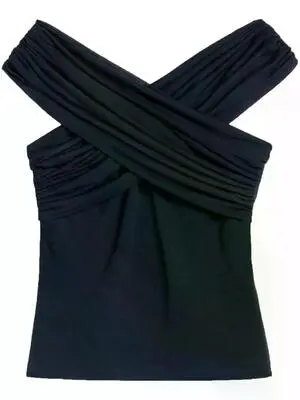 AMI Paris Draped-design Cotton-blend Top