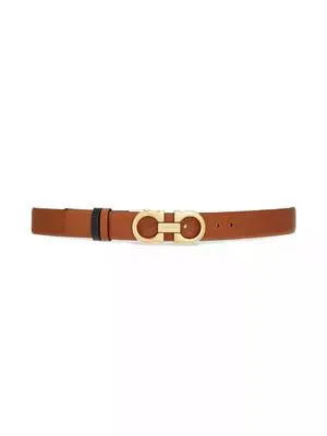 FERRAGAMO Reversible Gancini Leather Belt - Brown