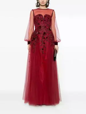 SAIID KOBEISY Embroidered Tulle Gown