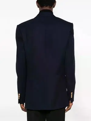 Balmain Double-breasted Virgin-wool Blazer - Blue
