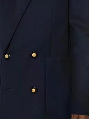 Balmain Double-breasted Virgin-wool Blazer - Blue