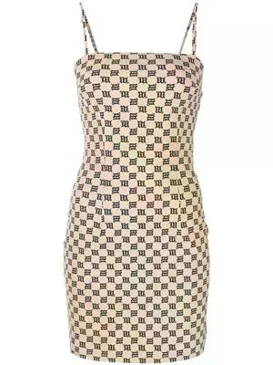 MISBHV Monogram-print Minidress - Neutrals