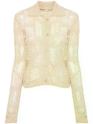SYSTEM Distressed Open-knit Cardigan