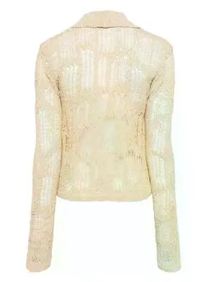 SYSTEM Distressed Open-knit Cardigan