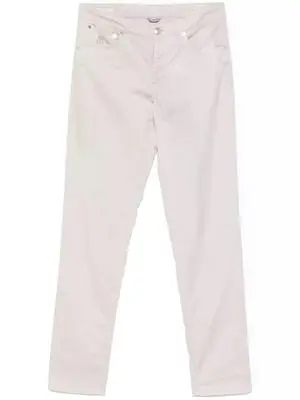 Brunello Cucinelli Logo-embroidered Trousers - Neutrals