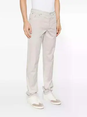 Brunello Cucinelli Logo-embroidered Trousers - Neutrals