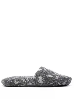 Versace Jacquard Cotton-blend Slippers - Grey