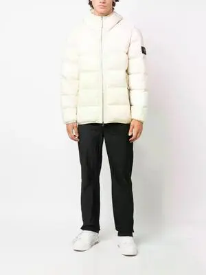 Stone Island Feather Down Hooded Coat - Neutrals
