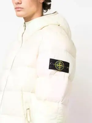Stone Island Feather Down Hooded Coat - Neutrals
