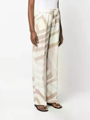 Kiton Abstract-print Drawstring Silk Trousers