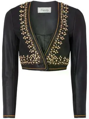TEMPERLEY LONDON Salerno Embroidered Cropped Jacket - Black