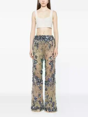Alberta Ferretti Sequin-embellished Flared Trousers