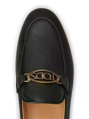 TOD'S Logo-plaque Leather Loafers - Black
