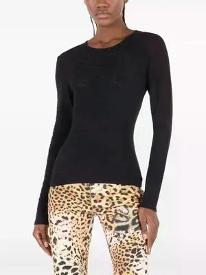 Roberto Cavalli Perforated Long-sleeve Top