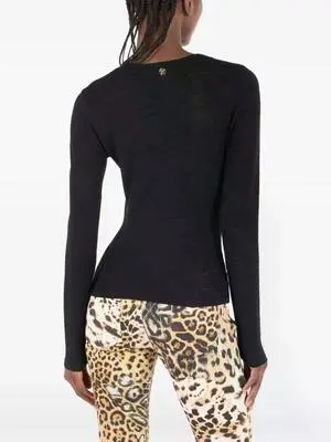 Roberto Cavalli Perforated Long-sleeve Top