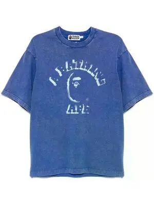A BATHING APE Garment-dye Spray-print T-shirt - Blue