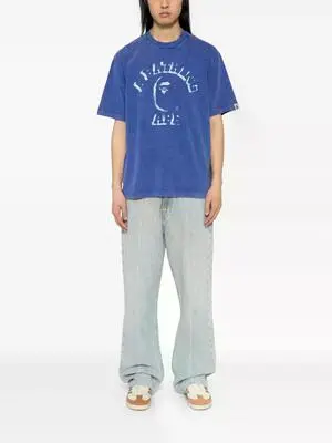 A BATHING APE Garment-dye Spray-print T-shirt - Blue