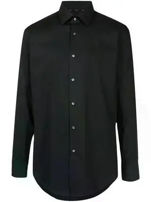 BOSS Curved-hem Button-down Shirt - Black