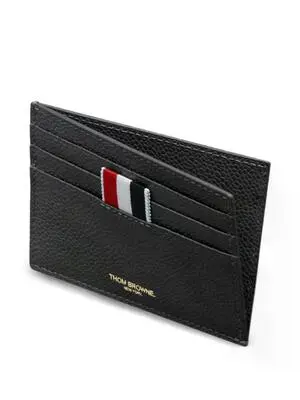 Thom Browne Rwb-stripe Pebbled Cardholder - Grey