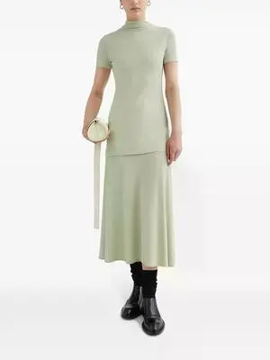 JIL SANDER High-neck Fluid Midi Dress - Green