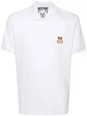 Moschino Teddy Bear Cotton Polo Shirt - White