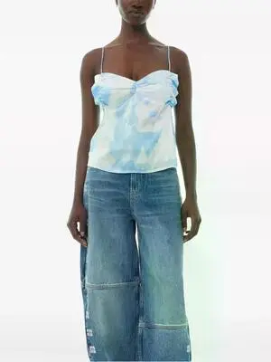 GANNI Tie-dye Satin Top