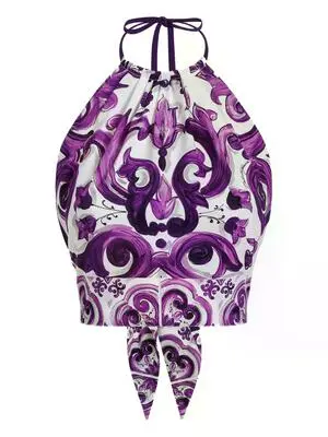 Dolce & Gabbana Majolica-print Charmeuse Top