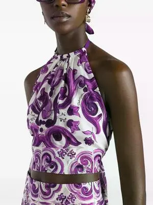 Dolce & Gabbana Majolica-print Charmeuse Top