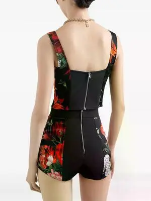 Dolce & Gabbana Floral-print Cropped Top - Black