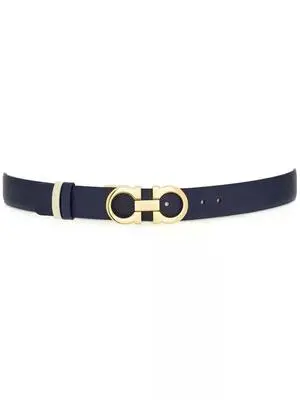 FERRAGAMO Gancini-plaque Reversible Leather Belt - Blue