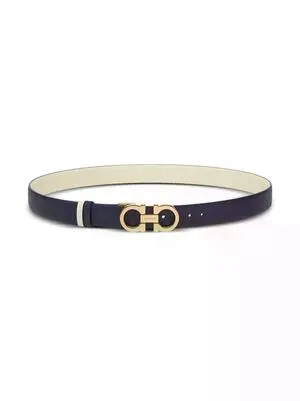 FERRAGAMO Gancini-plaque Reversible Leather Belt - Blue