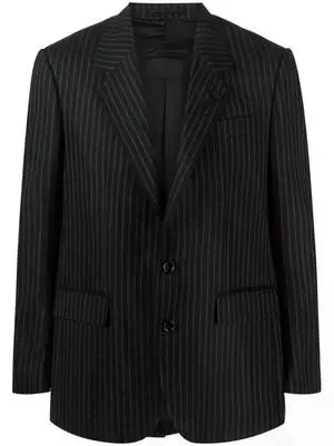 LARDINI Pinstripe-print Single-breasted Blazer - Black