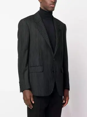 LARDINI Pinstripe-print Single-breasted Blazer - Black