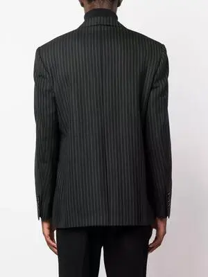 LARDINI Pinstripe-print Single-breasted Blazer - Black