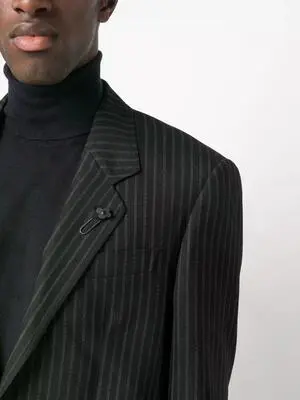 LARDINI Pinstripe-print Single-breasted Blazer - Black