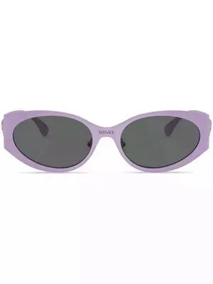 Versace Logo-plaque Oval-frame Sunglasses - Purple