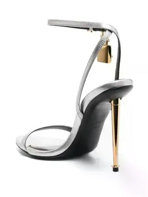 TOM FORD 105mm Padlock Metallic Open-toe Sandals - Grey