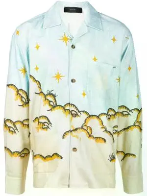 Amiri Sunscape-print Cotton Shirt - Blue