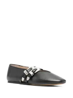 Le Monde Beryl Claudia Leather Ballet Flats - Black