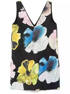 Stine Goya Watercolor Bloom Mini Dress - Black