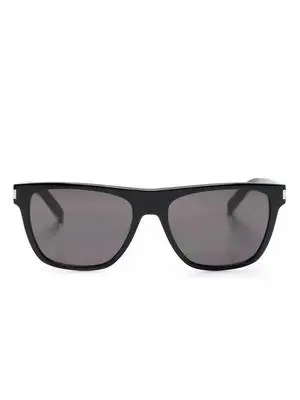 Saint Laurent Logo-engraved Square-frame Sunglasses - Black