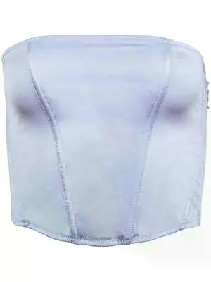 FLEUR DU MAL Silk Corset Top - Blue