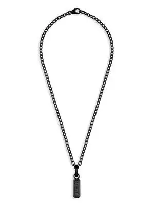 Philipp Plein Gothic Tag Pendant Necklace - Black