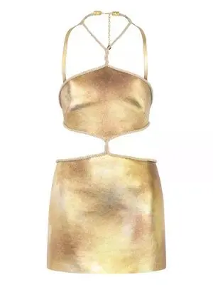 Roberto Cavalli Cut-out Mini Dress - Gold