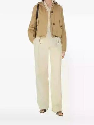 Burberry Short Gabardine Parka With Hood And Drawstring Details