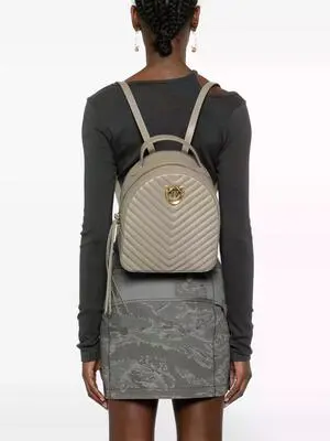 Pinko Love Leather Backpack - Neutrals